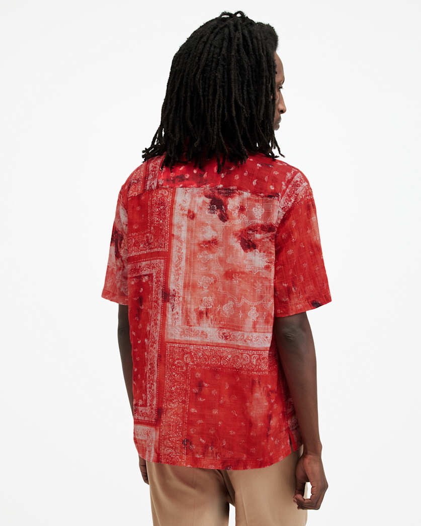 Tijuana Bandana Print Shirt APPLE RED | ALLSAINTS
